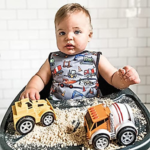 BapronBaby Construction Zone Bapron - No Neck Tie Safer Bib for Baby & Toddler - Soft Waterproof Stain Resistant - Machine Washable - Sz Baby/Toddler 6m-3T