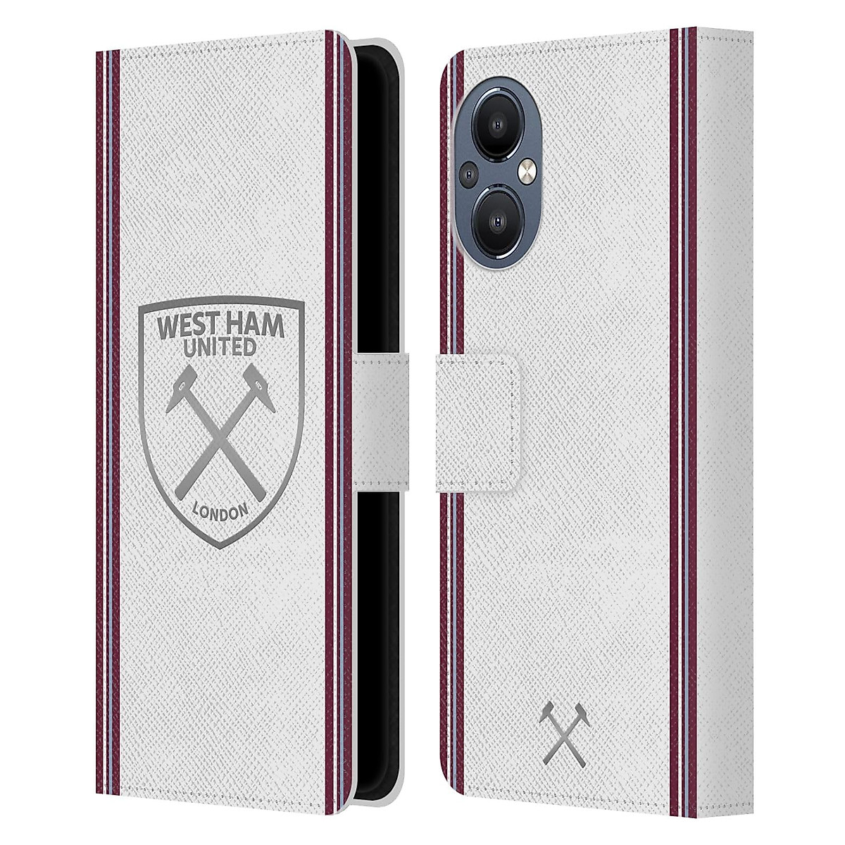 Head Case Designs Officially Licensed West Ham United FC Away 2023/24 Crest Kit Leather Book Wallet Case Cover Compatible with OnePlus Nord N20 5G