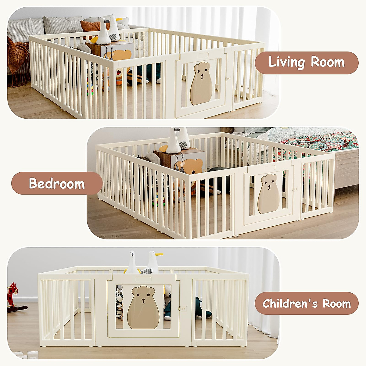 BanaSuper 2 Baby Playpen Add-on Panels Extension Sturdy Home Indoor Baby Fence Safety Play Yard Kids Activity Center with Gate for Baby Boys Girls Toddlers (2 Small Panels)