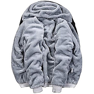 MANLUODANNI Men's Casual Hooed Hoodies Thick Wool Warm Winter Jacket Coats Black XXXL