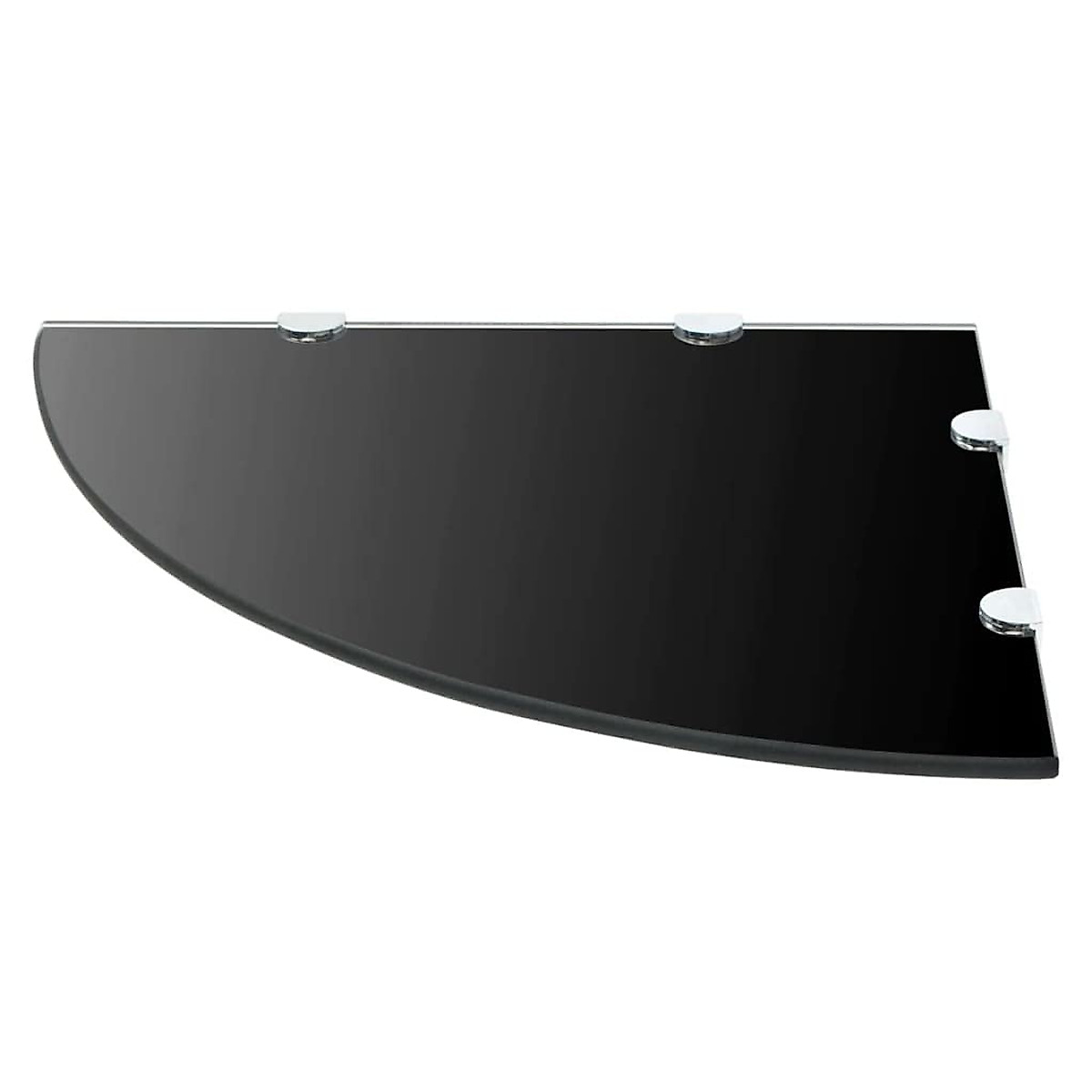 loibinfen Corner Shelf with Chrome Supports Glass Black, Tempered Floating Glass Shelves, Corner Floating Wall Mounted Shelf Tempered Glasses Wall Decor Display Storage Shelf, 17.7"x17.7"