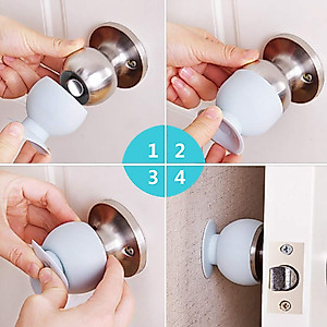 Exttlliy 2 Pack Silicone Door Handle Cover Wall Protectors Durable Door Handle Bumper Doorknob Cover Children Safety (Blue)