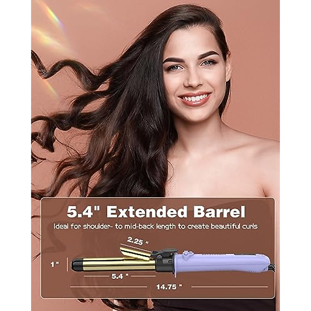 Rotating Curling Iron, Professional 1 Inch Automatic Hair Curler Titanium Auto Hair Curling Iron Self Curling Wand with Long Barrel, 5 Adjustable Temps, 1H Auto Off, Dual Voltage & Anti-Scald