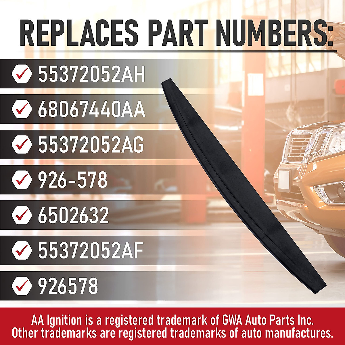 Replacement Tailgate Molding Cap Spoiler - Compatible with Dodge Ram 1500, 2500, 3500 - Replaces 55372052AH, 68067440AA, 55372052AG, 926-578, 6502632, 55372052AF - Tail Gate Protector Trim