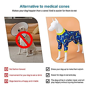 LovinPet Clothes For Female Doberman Dogs - Pet Anxiety Calming Dog Jammies for After Surgery, Lightweight Fabric, Blue Dragon Print, Large Dog Pjs,Long-sleeved 4 Leg Style Pullover Dog Onesie,Blue XL