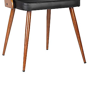 Armen Living Lily Dining Chair in Black Faux Leather and Walnut Wood Finish 20 x 31 x 23