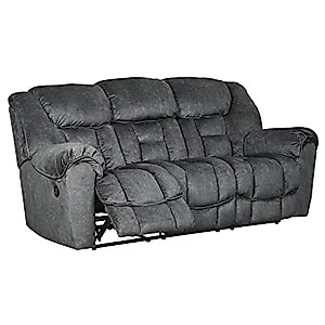 Signature Design by Ashley Capehorn Oversized Manual Pull Tab Reclining Sofa, Dark Gray