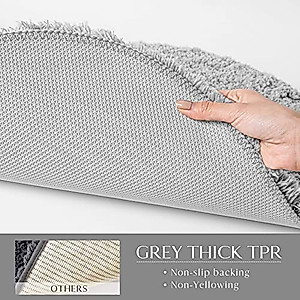 Ashler Runners Bathroom Rugs Long Non Slip Bathroom Rug Sets 2 Piece, Light Grey Water Absorbing Bath Mat Ultra Soft Shower Rugs, Plush Machine Washable Bathroom Carpet, 24 x 36 & 24 x 72 inches