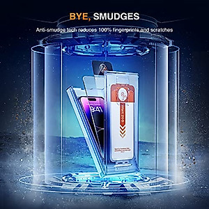 LK 2 Pack iPhone 14 Pro Max Screen Protector [Auto Dust-Elimination] with 2 Pack Camera Lens Protector, 9H Hardness, Easy Installation, Ultra-Thin Anti-Scratch for iPhone 14 Pro Max