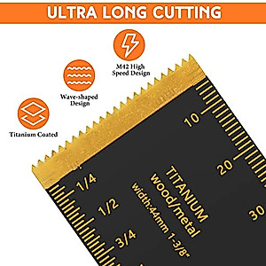 Titanium Oscillating Multitool Blade - 10 PC Oscillating Tool Saw Blades for Metal Nails Wood Plastic Hard Material Cutting - Quick Release Oscillating Tool Blades Fit Dewalt Milwaukee Makita Bosch