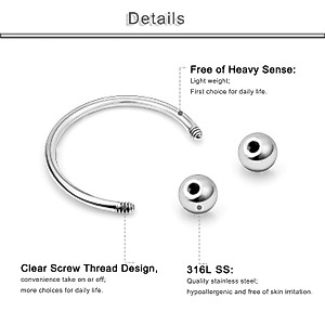 Yaalozei 20G Lip Ring Hoop Piercing Jewelry 20 Gauge Surgical Stainless Steel Septum Nose Hoop Eyebrow Lip Smiley Ring Cartilage Helix Tragus Daith Rook Earring Hoop Piercing Jewelry Men Women Silver
