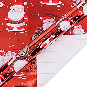 RUSPEPA Christmas Wrapping Paper-Red and White Paper with a Metallic foil Shine-Christmas Elements Collection-4 Roll-30Inch X 10Feet Per Roll