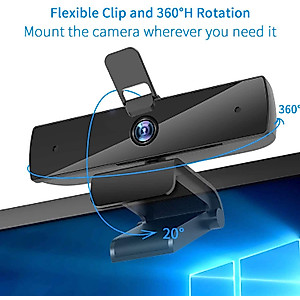 1080P Web Camera, 60FPS Webcam with Microphone, Qtniue USB Webcam Desktop or Laptop, Streaming Webcam for Computer Widescreen Video Calling, Conferencing or Recording, USB Computer Camera Built-in Mic