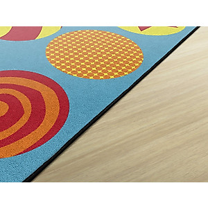 Flagship Carpets Patterned Circles Colorful Multicolor Seating Carpet for a Gathering Place, Children's Classroom Rug or Kids Educational Area, 7'6" x 12', Seats 24, Rectangle