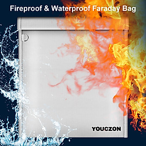 Faraday Bags Fire Water Resistant Block Signals, Faraday Bags Effective Against Hacking, Tracking, NFC/WiFi/Bluetooth, Faraday Cage Suitable (3PCS, Silver)