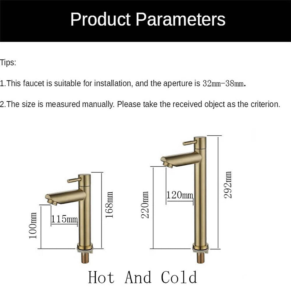 Brushed Gold Bathroom Basin Single Hole Cold Handle Shower Head Faucet Bath for Kitchen Sink Water Tap SUS304 Toilet Hardware