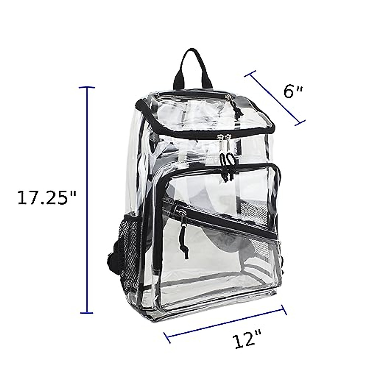 Eastsport Clear Backpack Top Loader Stadium Approved See Through Transparent w/Adjustable Padded Straps - Black