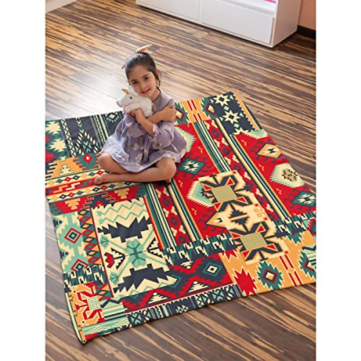 Darani Traditional Native American Style Lightweight Super Soft Cozy Throw Blanket Warm and Lightweight Soft Flannel Blankets 80x60 Large for Adult Bed Blanket