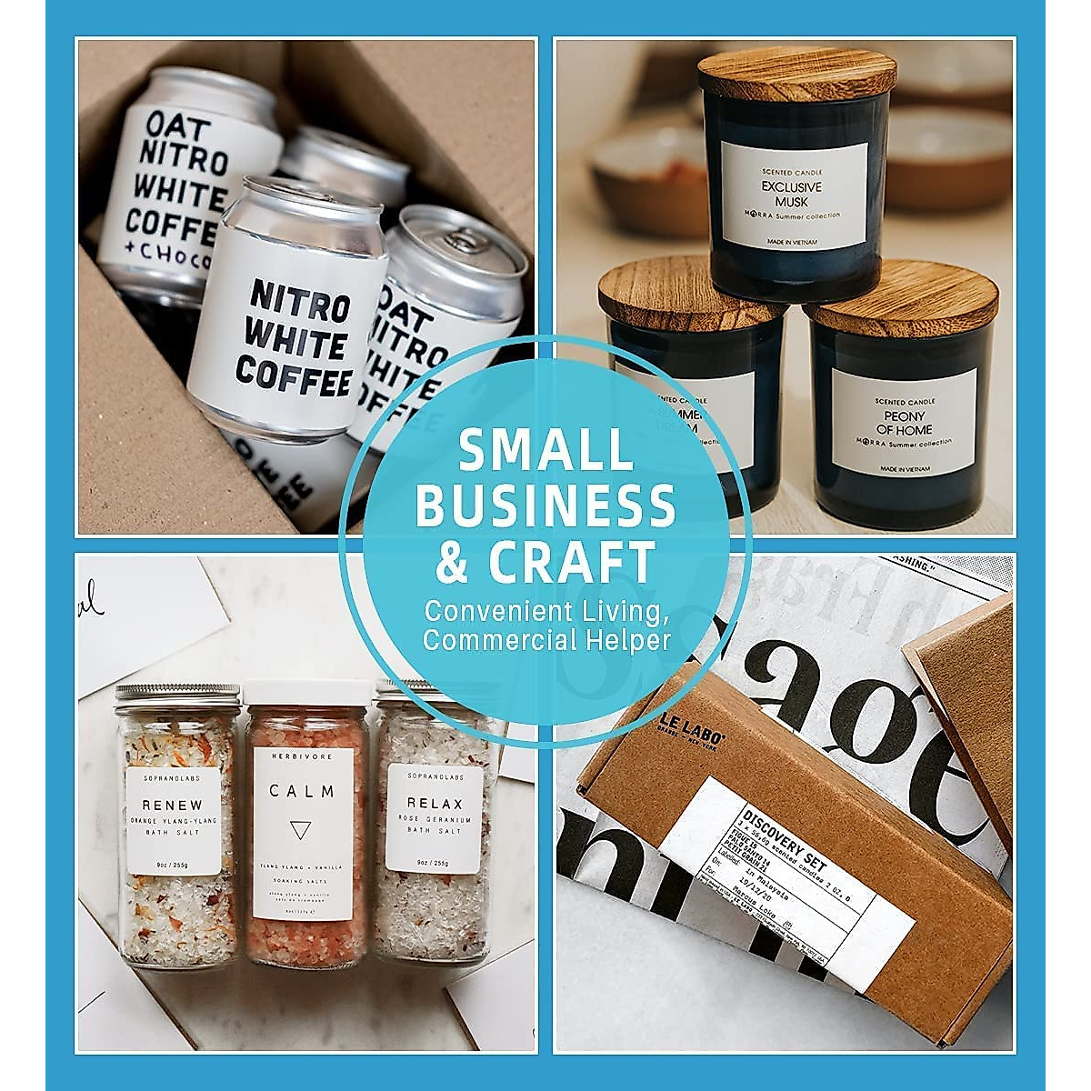 Phomemo M220 Label Maker - 3.14 Inch Barcode Printer - Portable Bluetooth Thermal Label Sticker Maker Machine for Mailing, Jars, Qr Code, Address, Compatible with iOS, Android,with 4 Rolls Labels