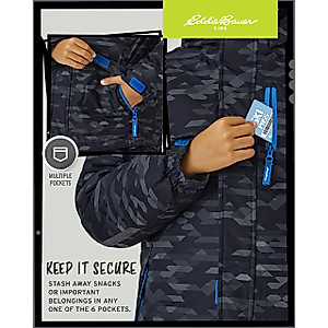 Eddie Bauer Kids Ski Jacket - Waterproof 3 in 1 Insulated Coat with Removable Shell Jacket for Boys and Girls (3-16), Size 14, Black Galaxy