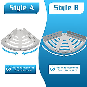 YUYONHAN Adjustable Corner Shower Caddy: Free Adjustment from 45° to 180° - Stainless Steel Bathroom Shower Shelf Organizer - Adhesive or Self-Tapping Screws for Installation (style B*1)