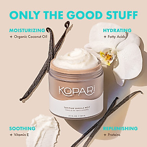 Kopari Organic Tahitian Vanilla Coconut Melt, Multi Purpose Moisturizer, 100% Unrefined Coconut Oil, Body, Hair and Face, Clean & All Natural, 5 oz