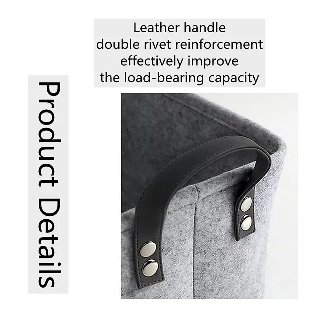 BESETFREE 4 Pack Felt Fabric Storage Basket, 8x13x9" Foldable Felt Storage Bin with Leather Handles, Open Storage Bins for Shelves, Magazine, Toys, Clothing