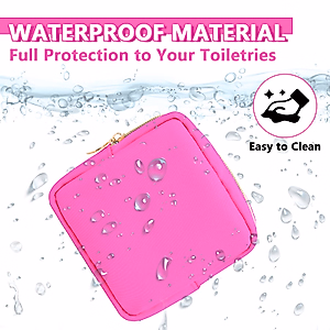 UIXIZQ Waterproof Mini Makeup Bag Pouch for Purse,Small Cosmetic Travel Bag Pouch Nylon Toiletry Organizers Bag for Women Girls,Cute Mini Zipper Pouch Preppy Coin Purse for Work(Mini-Hot Pink)