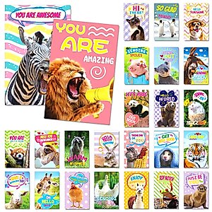 Funny Animal Postcards 58 Pack Unique Greeting Cards Thinking of You Missing You Note Cards 4x6 Postcards Gifts for Kids, Students, Friends, Teacher Adorable Kid Postcards