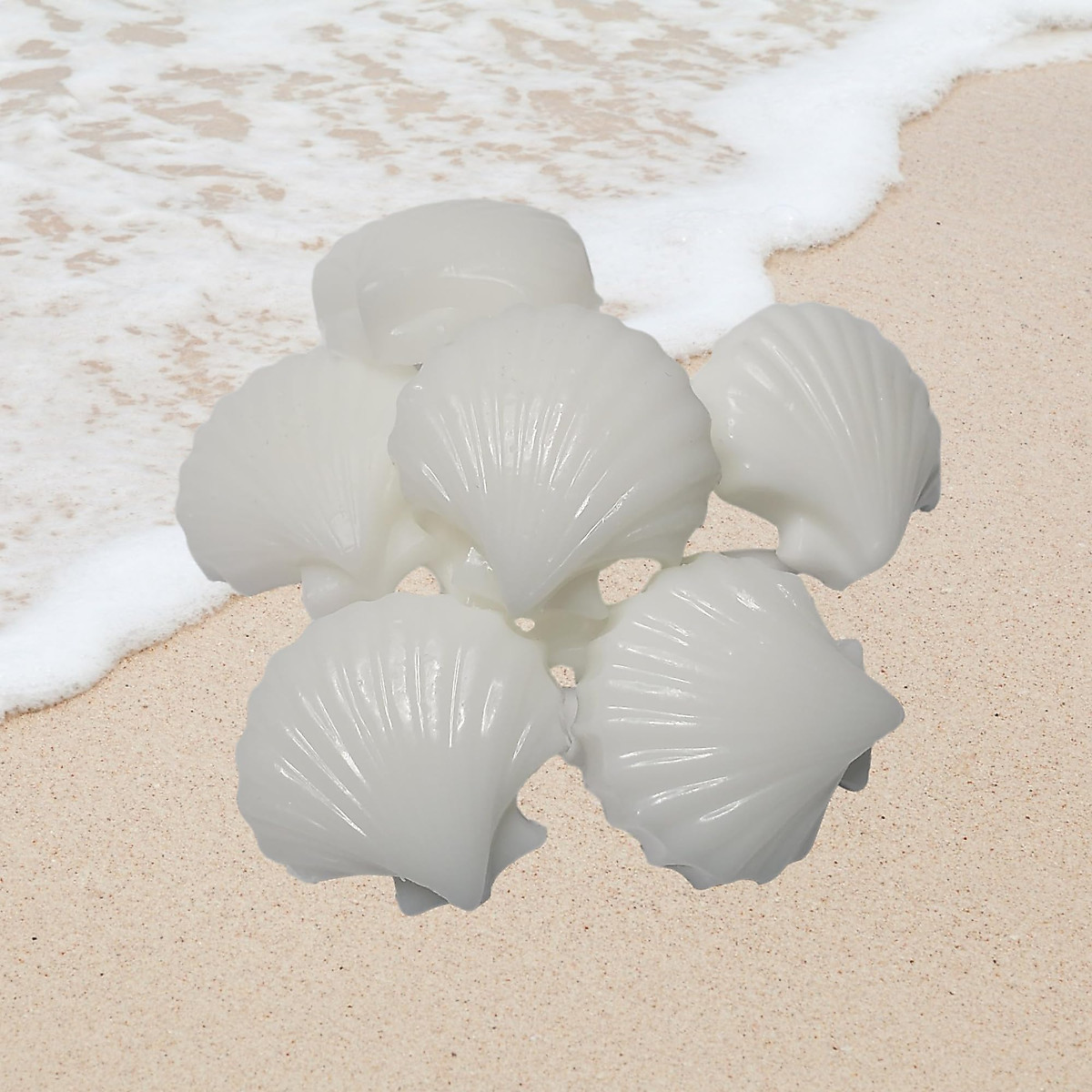 ABB Inc White Seashell Soaps for Nautical or Beach Theme Bridal Shower, Wedding or Baby Guest Bath, Beach Scented Glycerin - Pack of 20