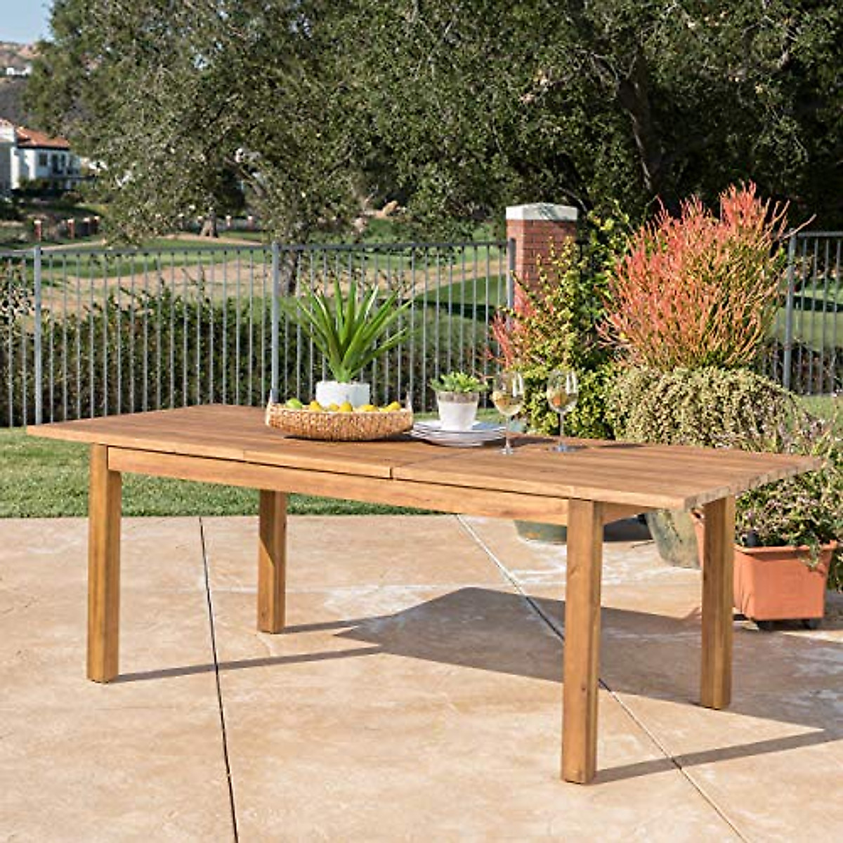 Christopher Knight Home Wilson Outdoor Expandable Acacia Wood Dining Table , Teak Finish