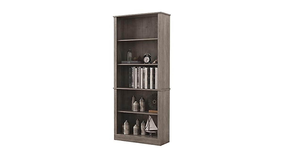 Realspace Peakwood 5-Shelf Bookcase in Smoky Brown