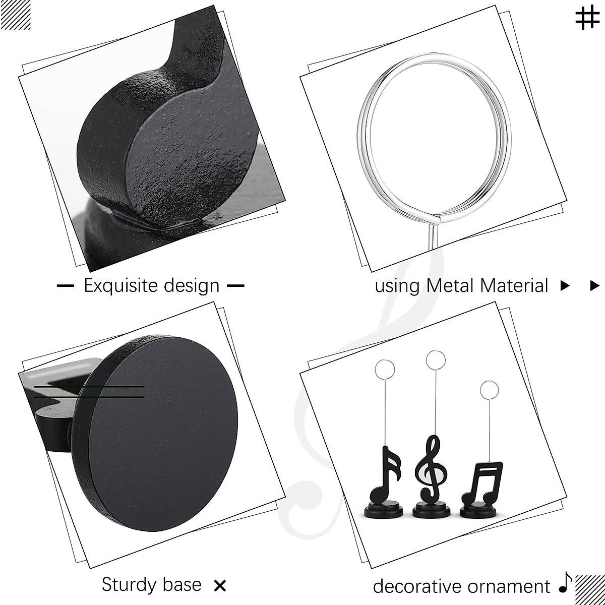 Wenqik 6 Pieces Musical Note Photo Balloon Holder Table Number Holders Place Card Holder Photo Clips Holder Music Note Decoration for Home Picture Themed Party Birthday Wedding Gifts Arts, 3 Styles