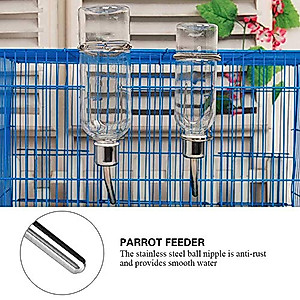 ViaGasaFamido Pet Waterer Feeder, Stainless Steel Ball Nipple Automatic Rabbit Feeder Parrot Bird Hanging Water Feeding Bottle No Drip Dispenser for Small Animals Bird Hamster Rabbit(S)