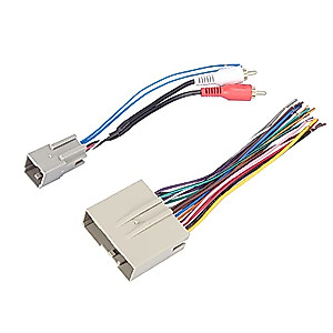 Motoforti Car Stereo CD Player Wiring Harness Set, Wire Radio Adapter 2 RCA Connector, for Ford Focus 2004-2007, Plastic, Metal, 70-5521, White, 1 Set