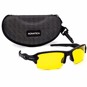 NOVATICA Night Driving Semi Polarized TAC Glasses – Yellow Clear Lens - UV Protection - Men & Women with Accessories