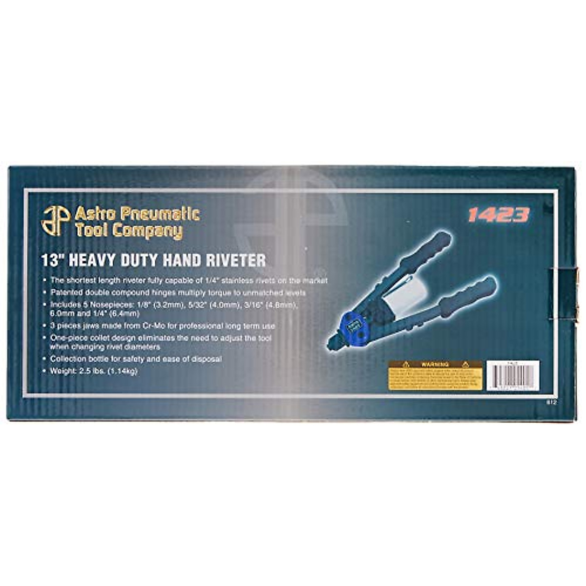 Astro Pneumatic Tool 1423 1/4" Heavy Duty 13" Hand Riveter