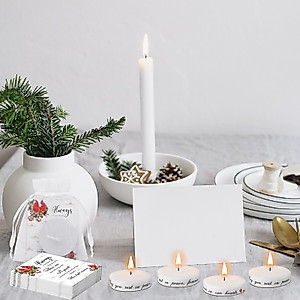 MTLEE 50 Set Funeral Favors White Unscented Memorial Tealight Candle Funeral Gift Candle with 50 Condolence Bereavement Cards and 50 Organza Bags for Guest Bereavement Celebration of Life Decoration