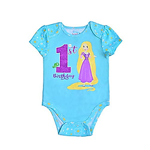 Disney Princess Baby Girls Short Sleeve Bodysuit for Infants – Pink/Purple/Yellow/Blue