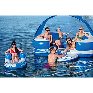 Bestway CoolerZ Tropical Breeze III Inflatable 8-Person Floating Island with UV Sun Shade and Connecting Lounge Rafts