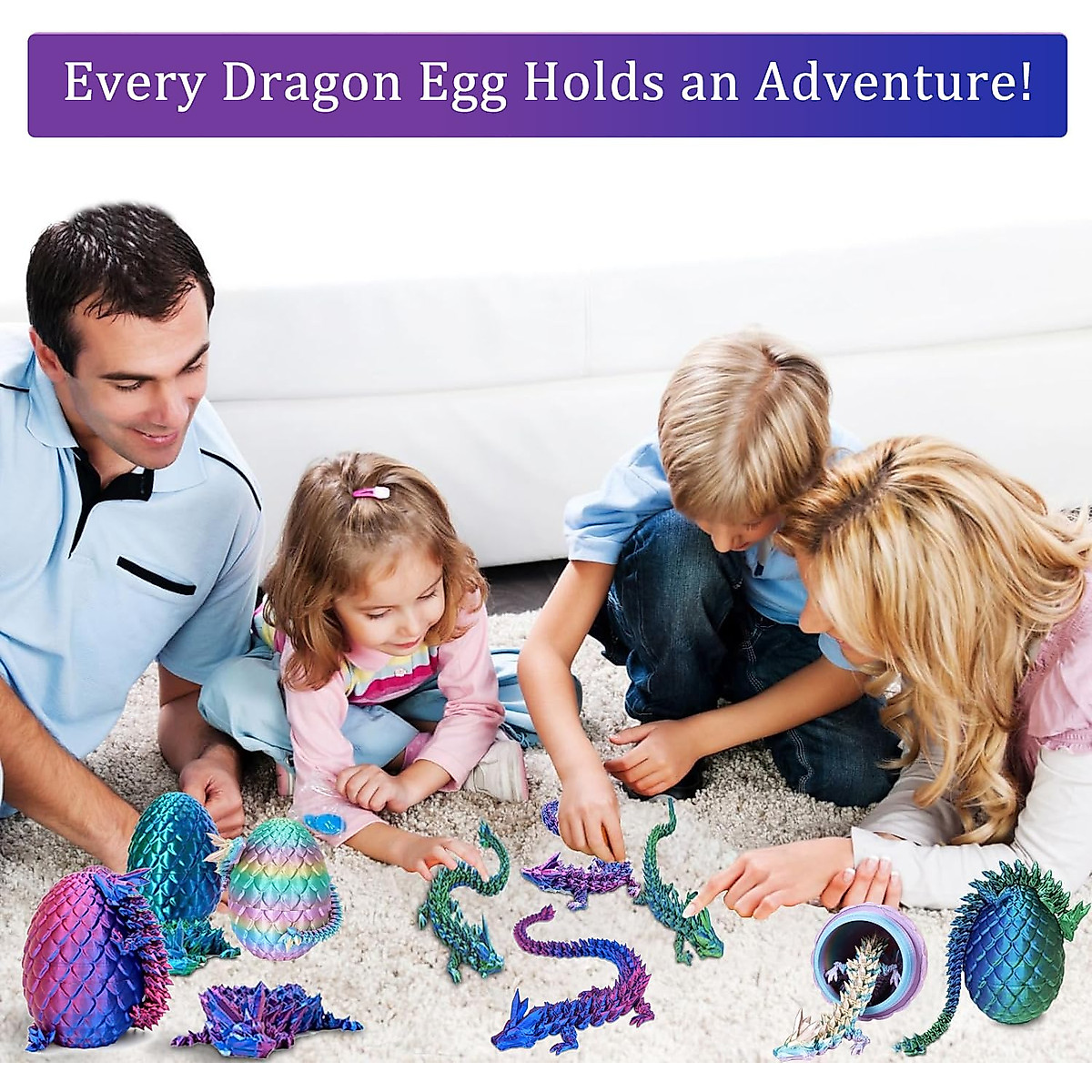 3D Printed Dragon Egg, Mystery Crystal Dragon Egg Fidget Toys Surprise, Articulated Crystal Dragon Eggs with Dragon Inside (Laser Purple)