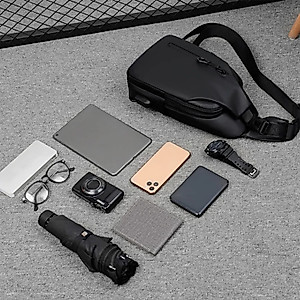 RIYUNE Waterproof Shoulder Bag Hiking Daypacks Crossbody Backpack Multipurpose Cross Body Chest Bag Waterproof Sling Bag (Black)