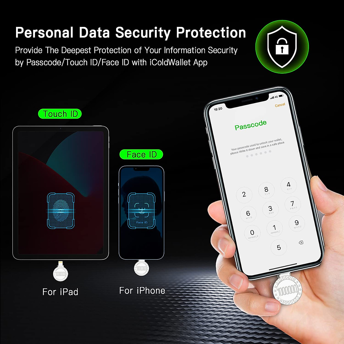 ySky MFi Certified Crypto Hardware Wallet for Bitcoin,Ethereum,ERC Tokens,Work with iPhone iPad - Safeguard Your Crypto to Securely Buy, Eaisly Manage and Grow All Your Digital Assets