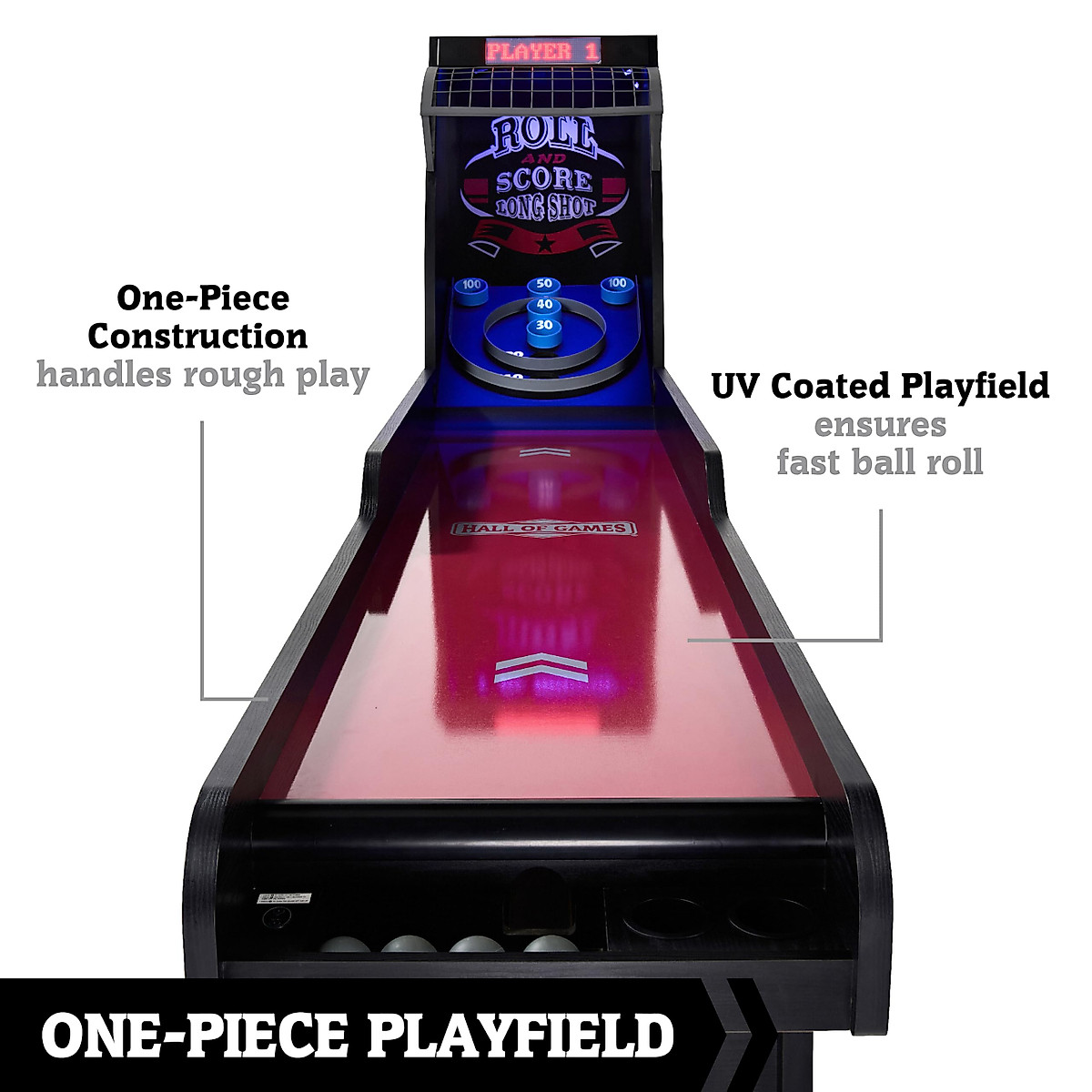 Hall of Games 130 Inch Premium Roll and Score Game, Burgundy/Black