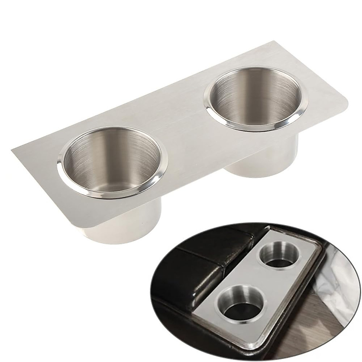 FSFY Auto 3 Pcs Stainless Steel Center Console Cup Holders&Trim, Insert Drink Holder Decoration for Chevrolet K5 Blazers For GMC C10 1967-1980