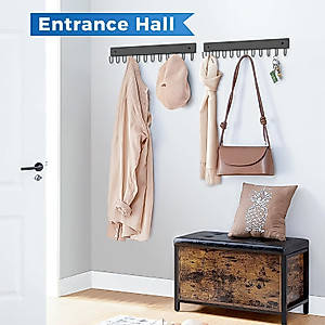 Belt Hanger Wall Mounted, Wooden Belt Organizer 2 Pack Max 24 Storage Capacity, 180° Rotating Space Saving Hangers for Ties, Tank Tops, Scarves, Bras, Keys, Bags Black