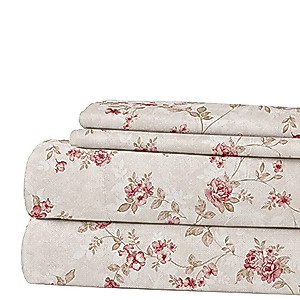 Modern Threads Soft Microfiber Printed Sheets - Luxurious Bed Sheets - Includes Flat, Fitted Sheet with Deep Pockets, & Pillowcases Kashmir Rose Queen