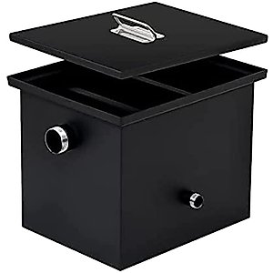 Commercial Grease Interceptor 70 LB, Carbon Steel Grease Trap 4-35 GPM, Grease Interceptor Trap With Side Water Inlet, Under Sink Grease Trap For Restaurant Canteen Factory Home Kitchen,8 LB