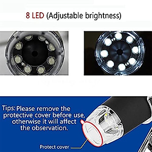 N/A Adjustable 1600X 3 in 1 USB Digital Microscope Type-C Electronic Microscope Camera for 8 LED Zoom Magnifier (Color : Black, Size : 1600X)