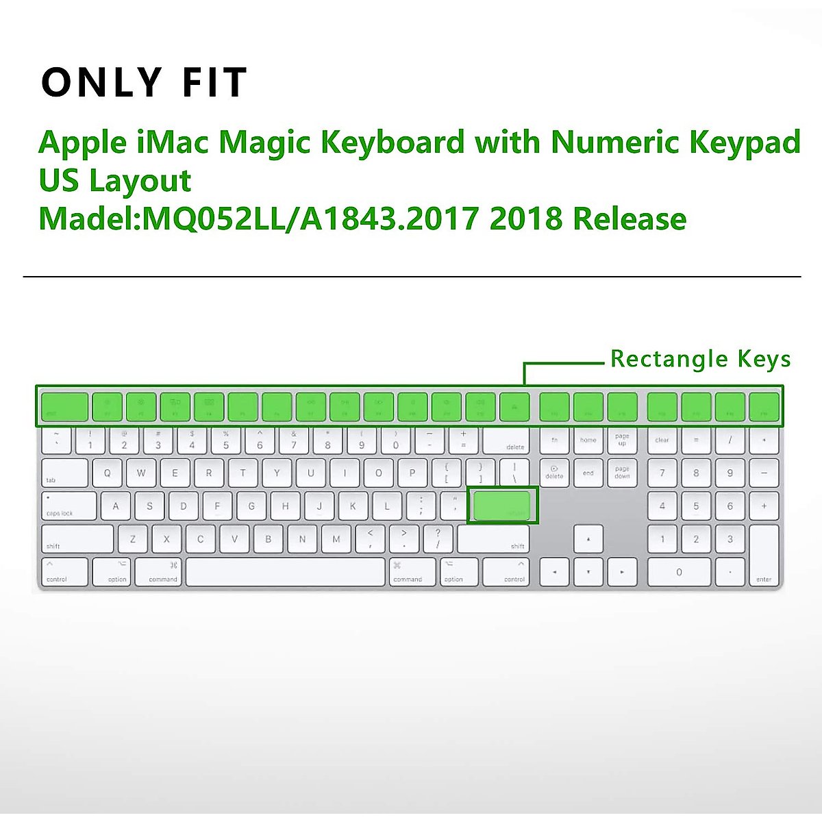 MMDW Ultra Thin Silicone Full Size Wireless Bluetooth Numeric Keyboard Cover Skin for iMac Magic Keyboard with Numeric Keypad MQ052LL/A A1843 2017 2018 Release US Layout(Creative Characters)
